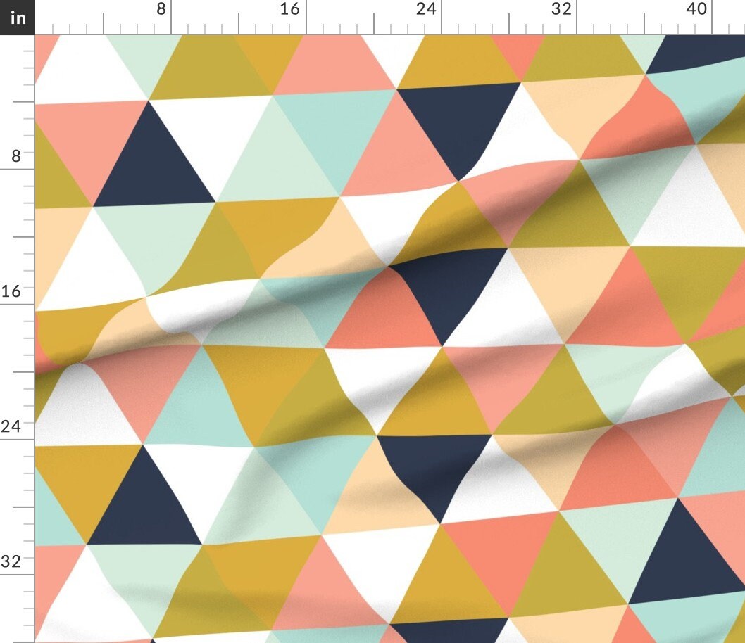 Geo Triangles Fabric Triangle Wholecloth Coral Jubilee By | Etsy