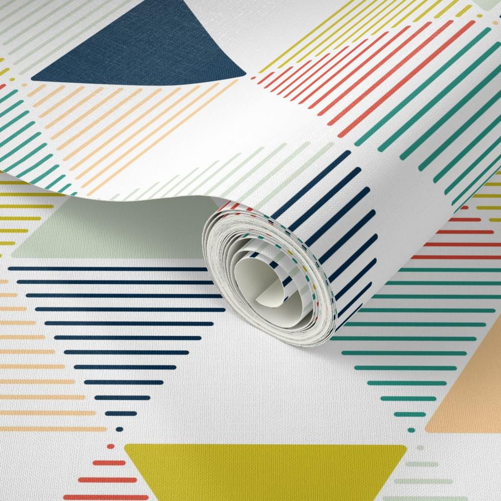 Mod Triangle Wallpaper - Modern Geometric White by Lemonni - Geometric ...