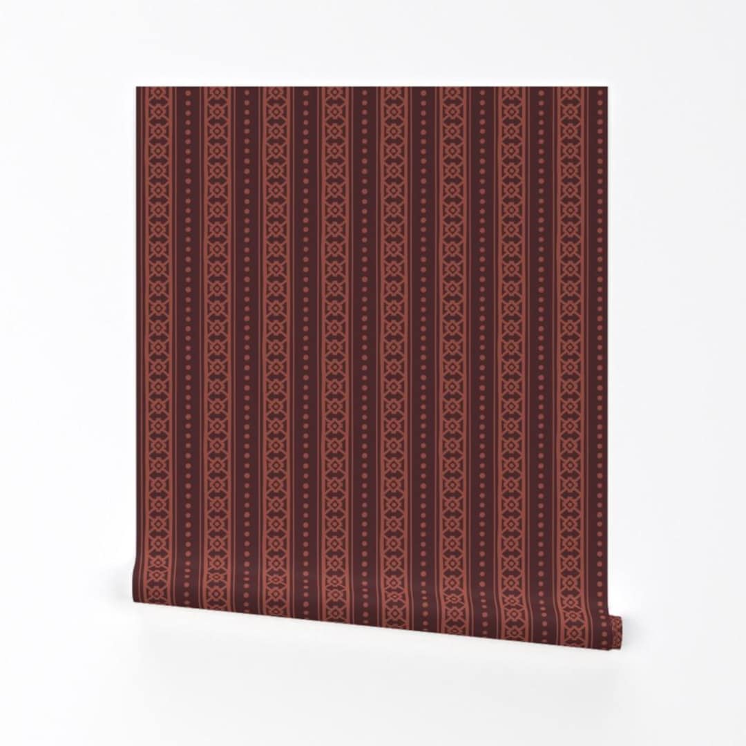 Maroon Stripe Removable Peel and Stick Wallpaper - Traditional Stripe ...