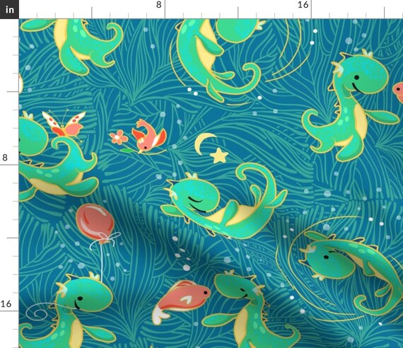 Nessy Fabric Baby Nessy By Southwind Blue Green Loch Ness - Etsy España