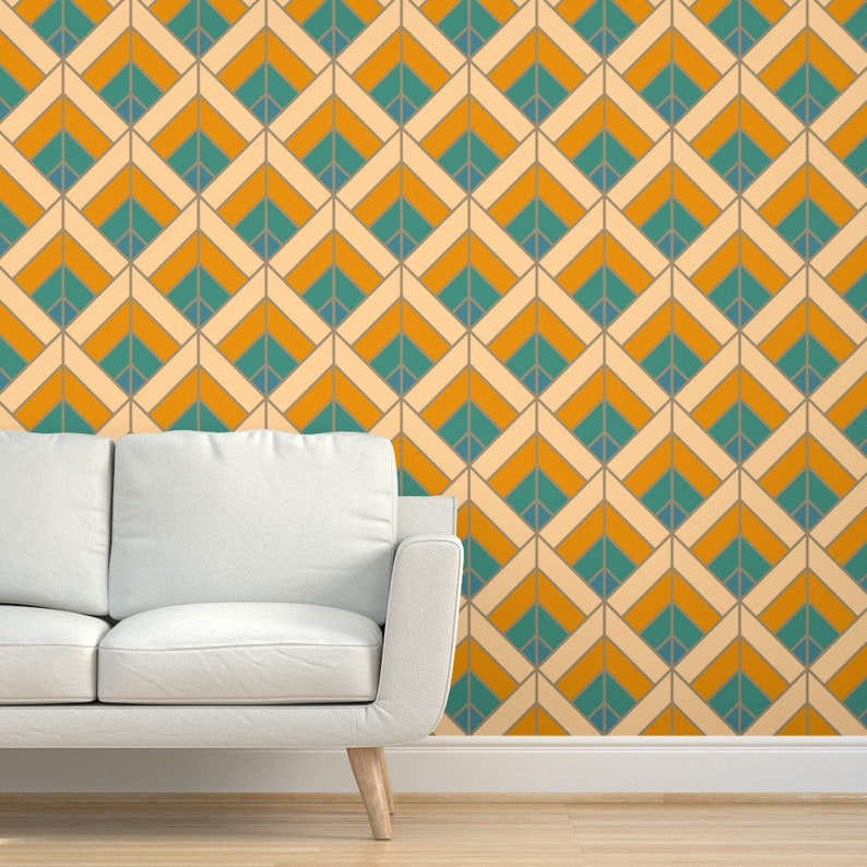 Art Deco Wallpaper Geometric Pattern Art Deco Diamond Lily - Etsy