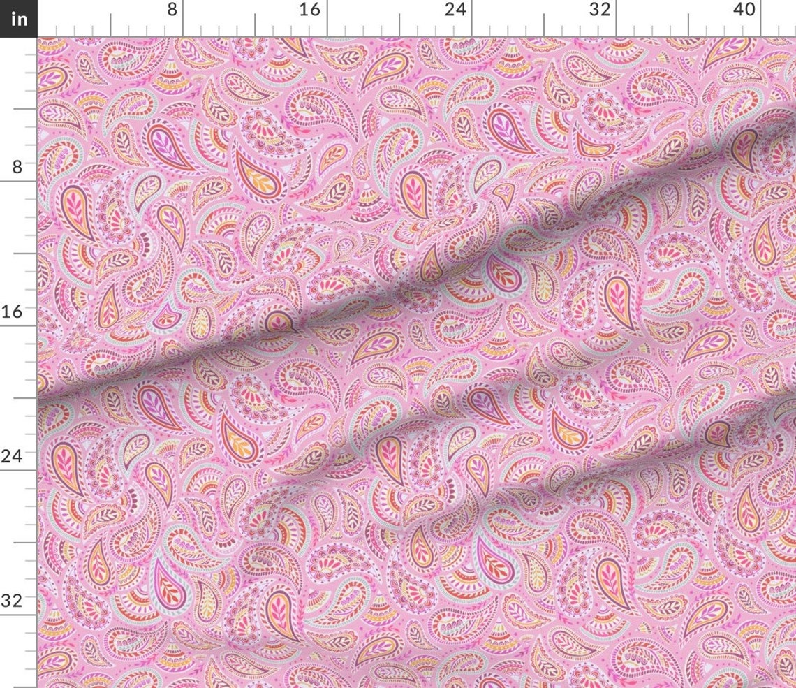 Paisley Fabric Pink Paisley By Janetbroxon Pink Floral - Etsy France