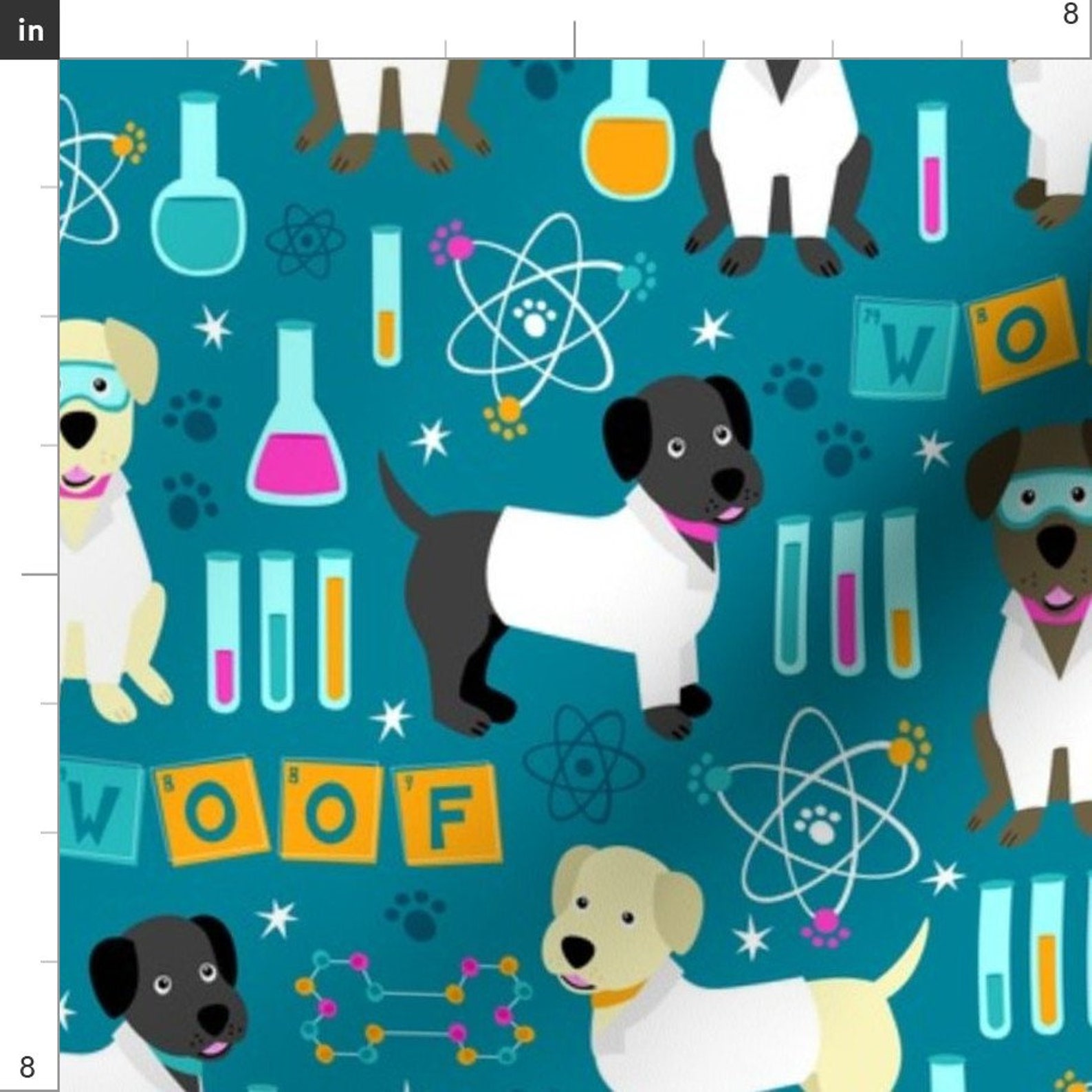 Dog Fabric Lab Assistant by Robyriker Teal Blue Science - Etsy