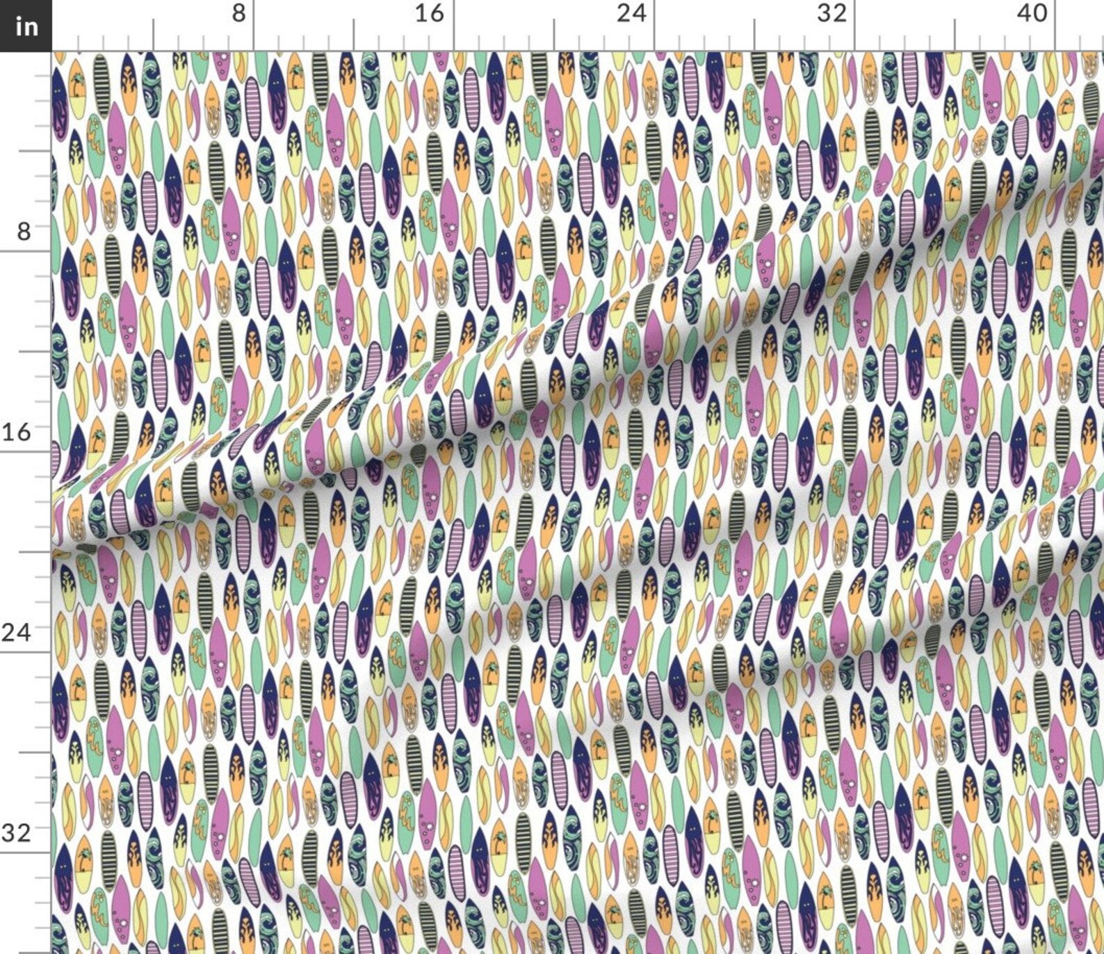 Surfing Fabric Nautical Surf Board Ocean Waves Surfing Navy | Etsy