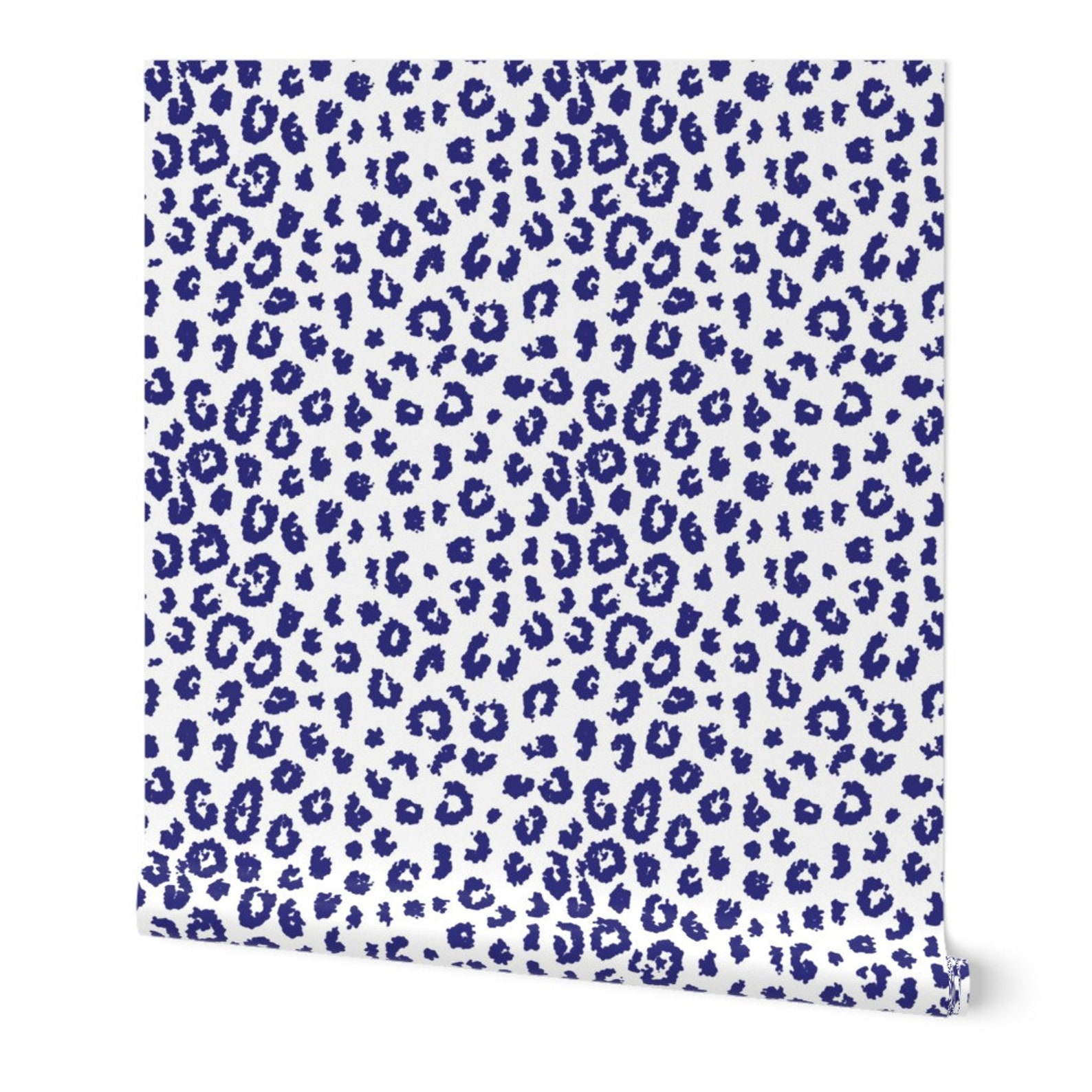 Leopard Wallpaper Summer Leopard in Blue by Domesticate - Etsy