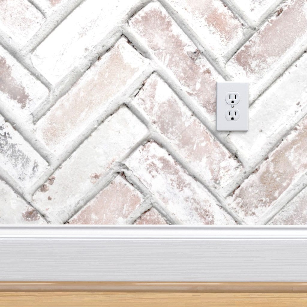 Chevron Brick Wallpaper Faux Brick Herringbone by Erin - Etsy