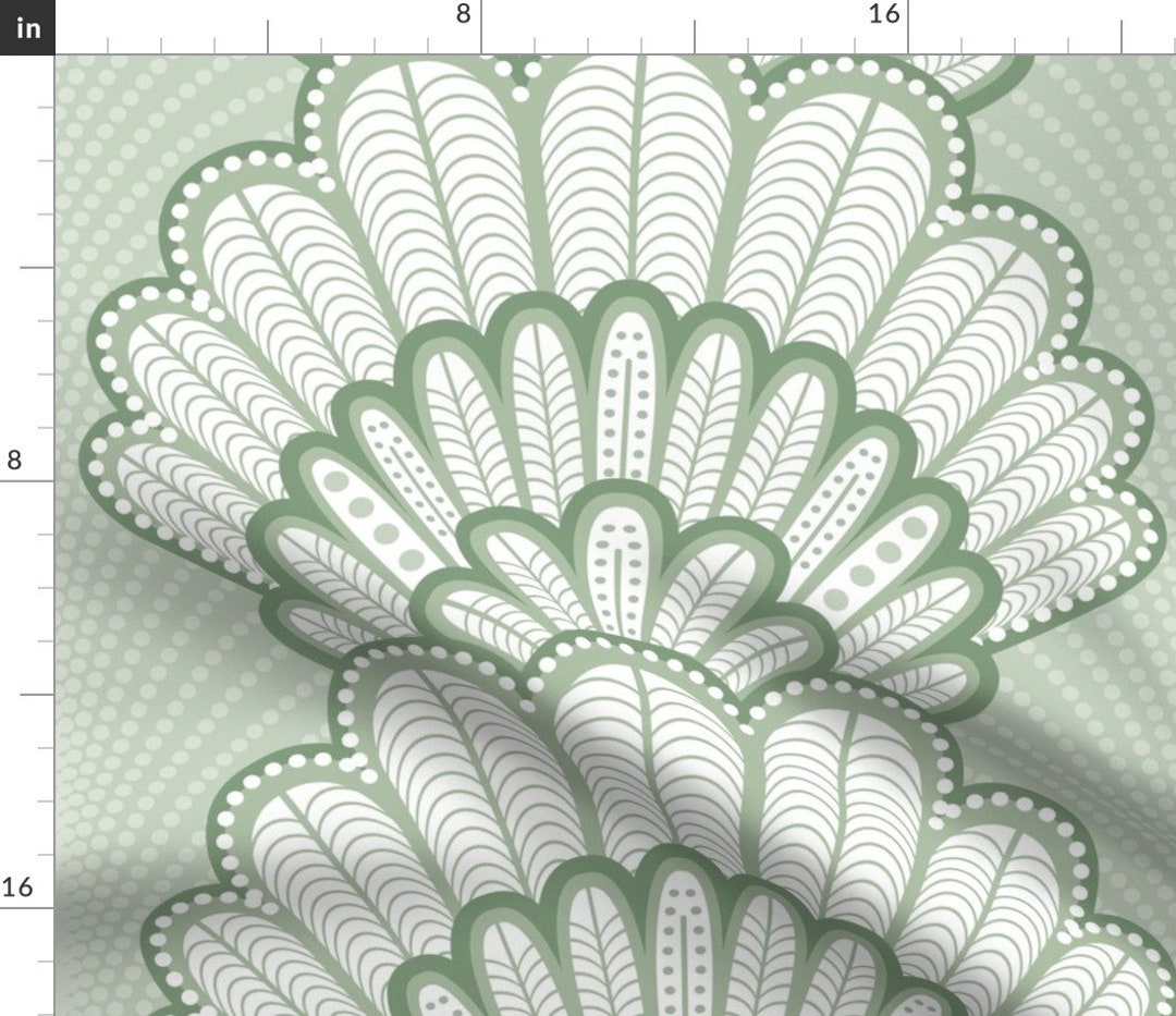 Sage 20s Fabric 1920s Fan Feathers by Minnacinnamon Gatsby Art Deco ...