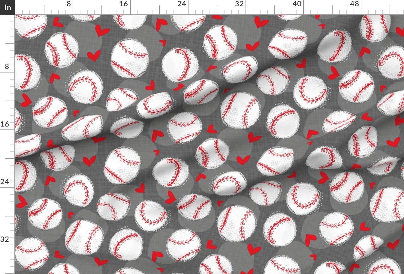Baseball Fabric - Baseball Lovers Unite! Large Scale by Pinky ...