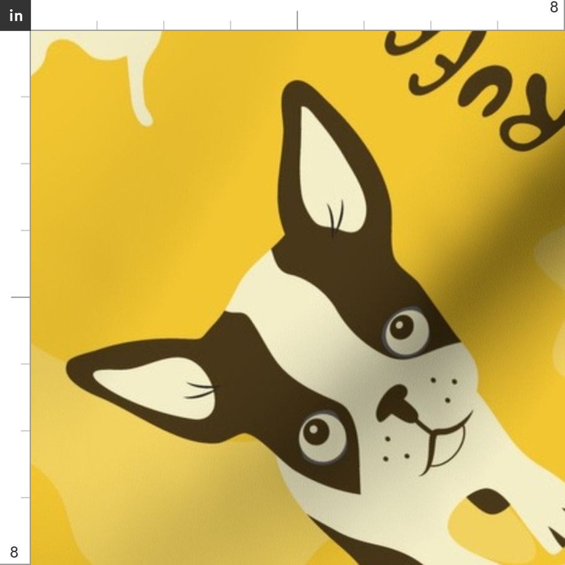 Yellow Frenchies Fabric French Bulldog Dog Woof by Katelein - Etsy