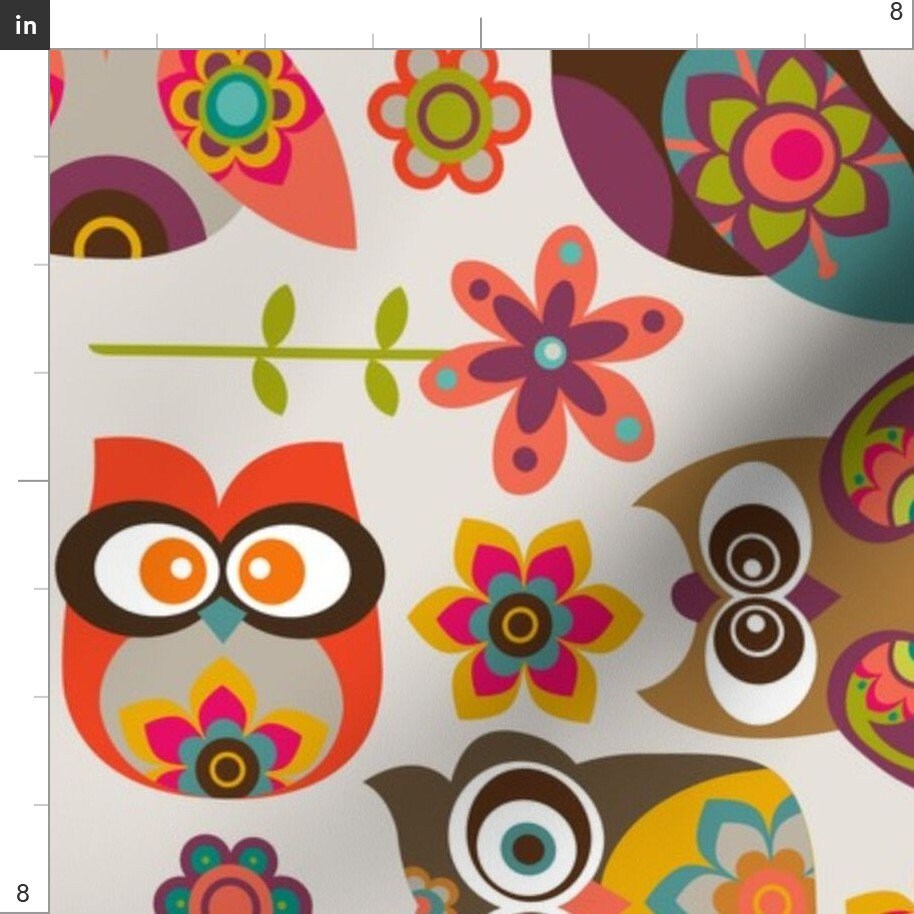 Cute Mod Owls Fabric New Little Owls By Valentinaharper | Etsy