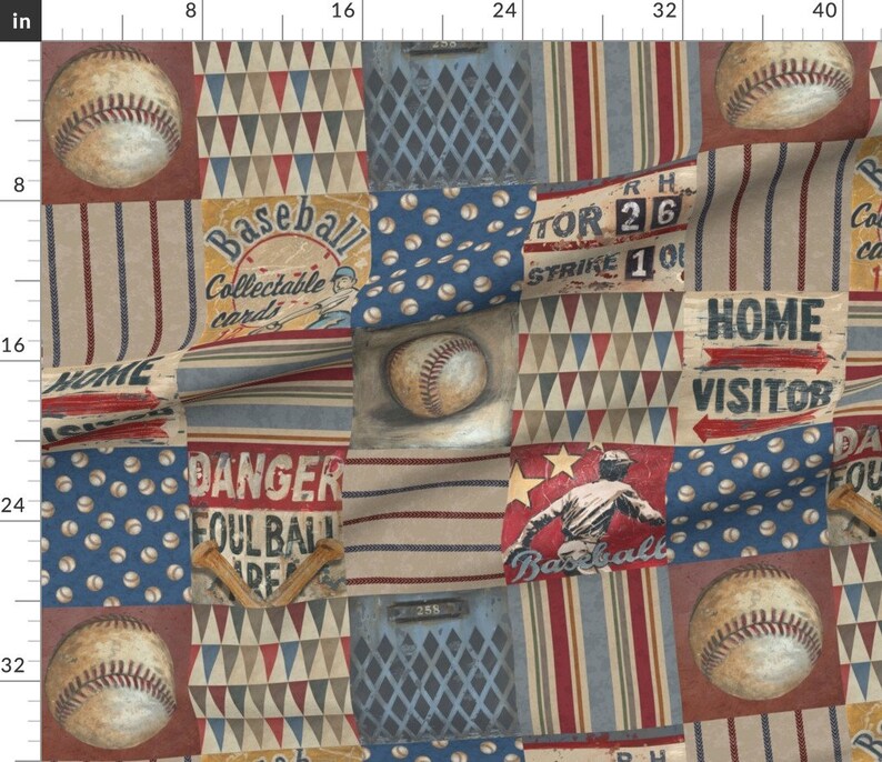 Baseball Wholecloth Fabric Baseball Cheater Quilt by - Etsy