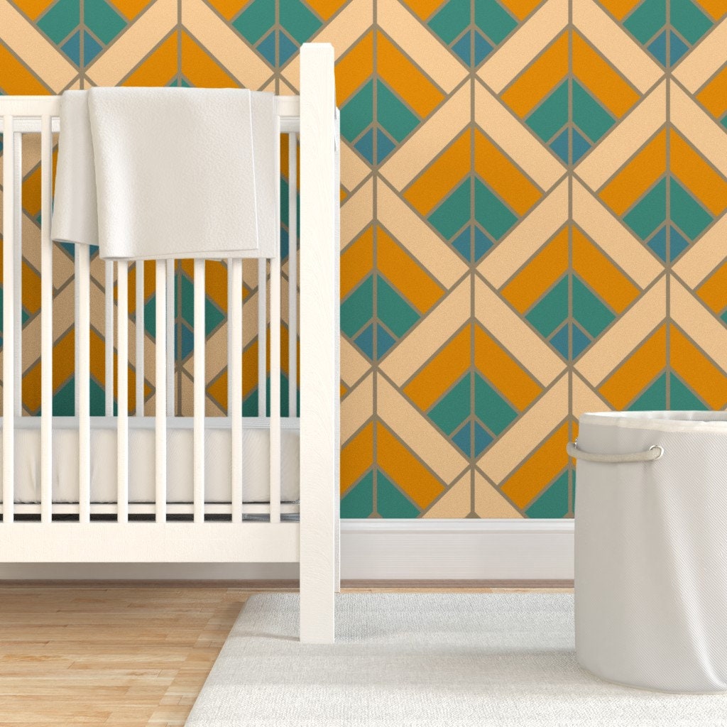 Art Deco Wallpaper Geometric Pattern Art Deco Diamond Lily - Etsy