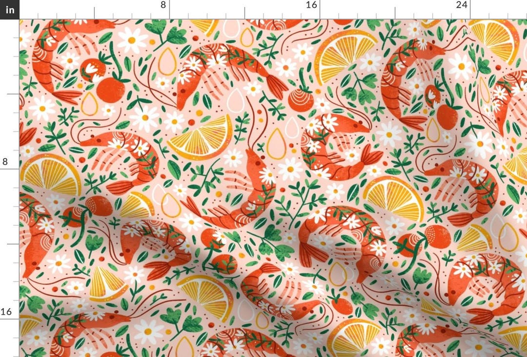 Seafood Fabric - Shrimply the Best by Stolenpencil - Summer Food Lemons ...
