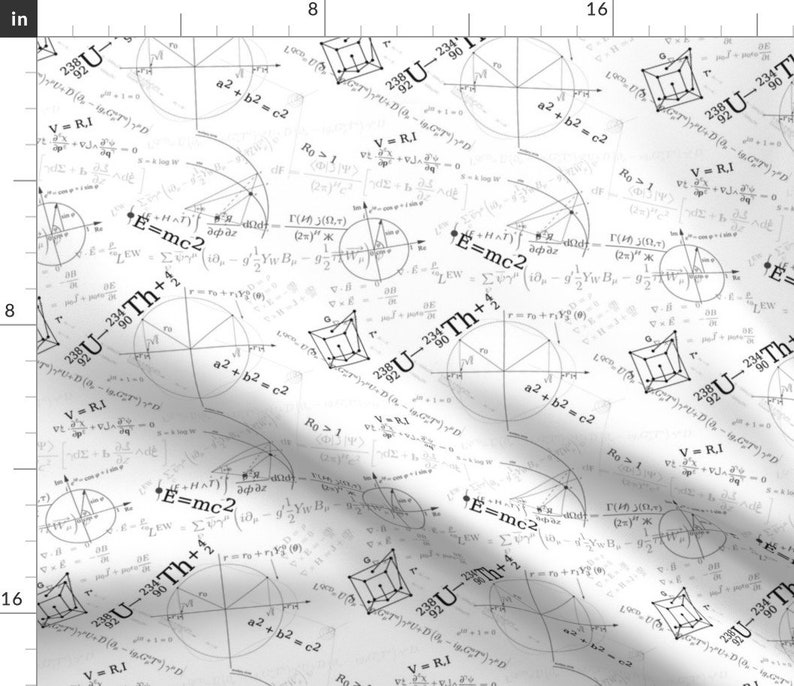 Math Fabric Equations Black White by Studiofibonacci Physics - Etsy