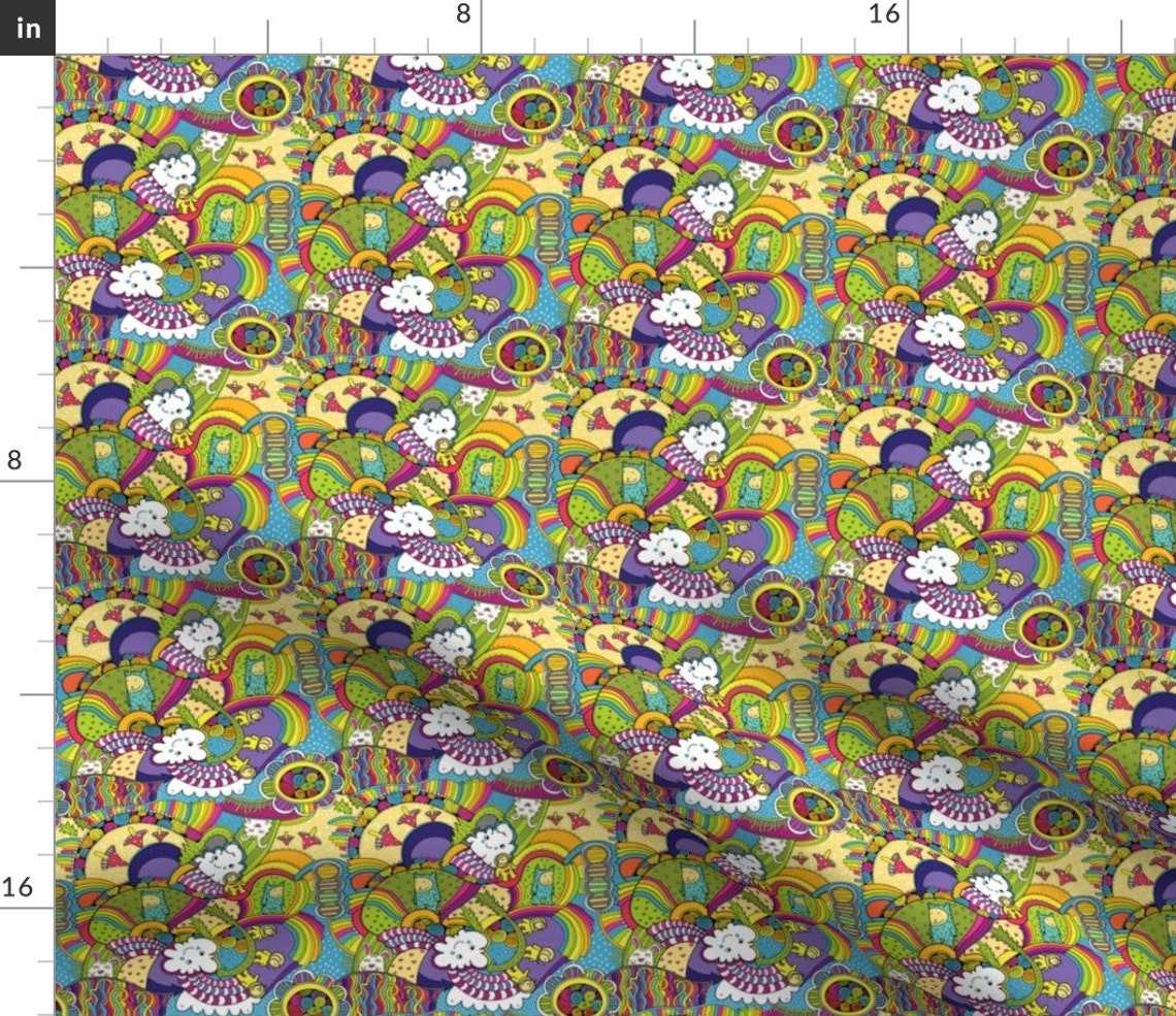 Trippy Fabric Hallucinogenic World by Penguinhouse Trippy - Etsy