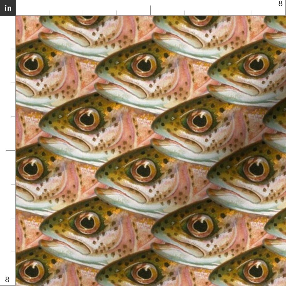 Fish Head Fabric Fish head Scales by Weavingmajor Green | Etsy