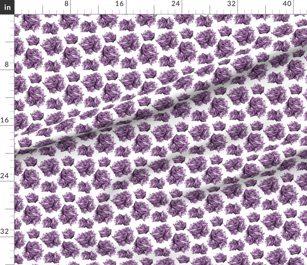 Purple Roses Fabric Rose Pattern Mono-Color By Nellik | Etsy