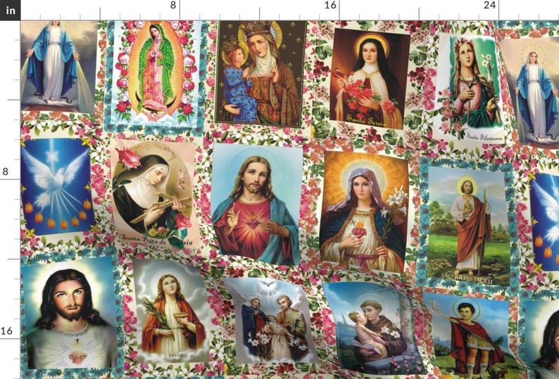 Catholic Saints Extra Wide Sateen Fabric Religious Catholic Saints ...