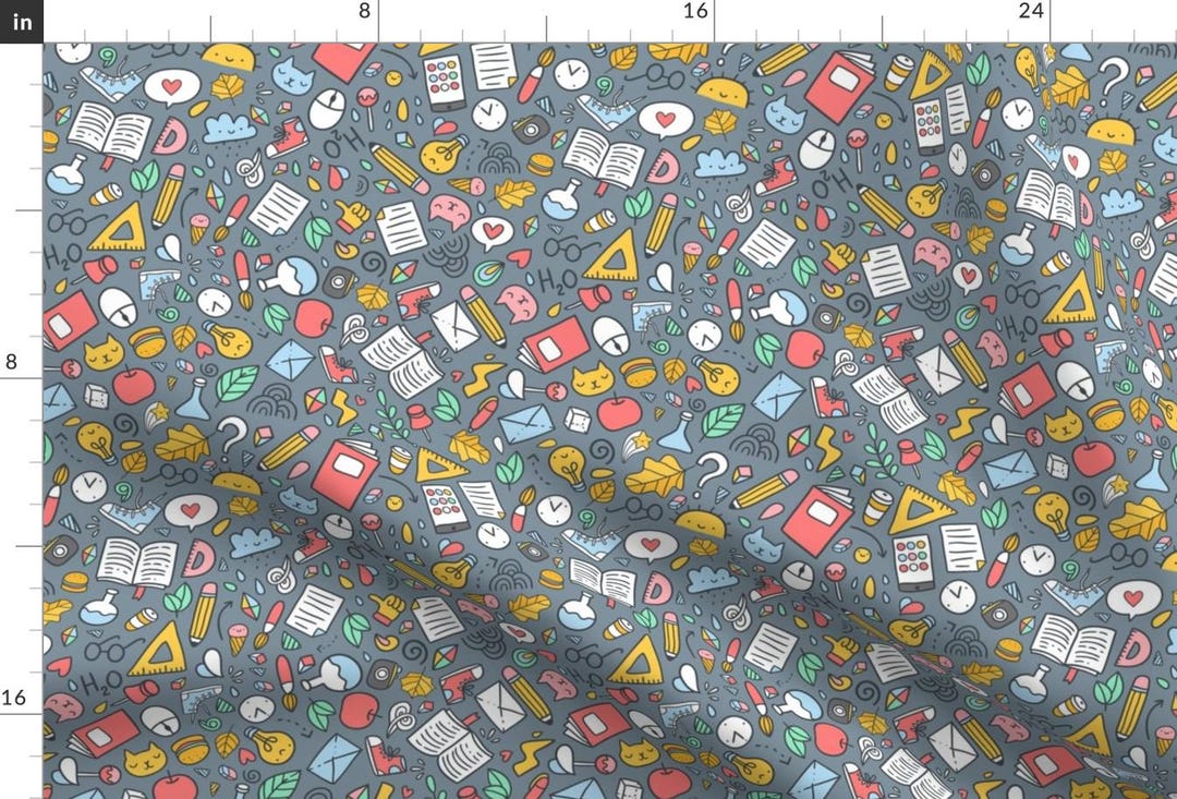 School Supplies Fabric - School Pattern 2 by Kostolom3000 - Back to ...