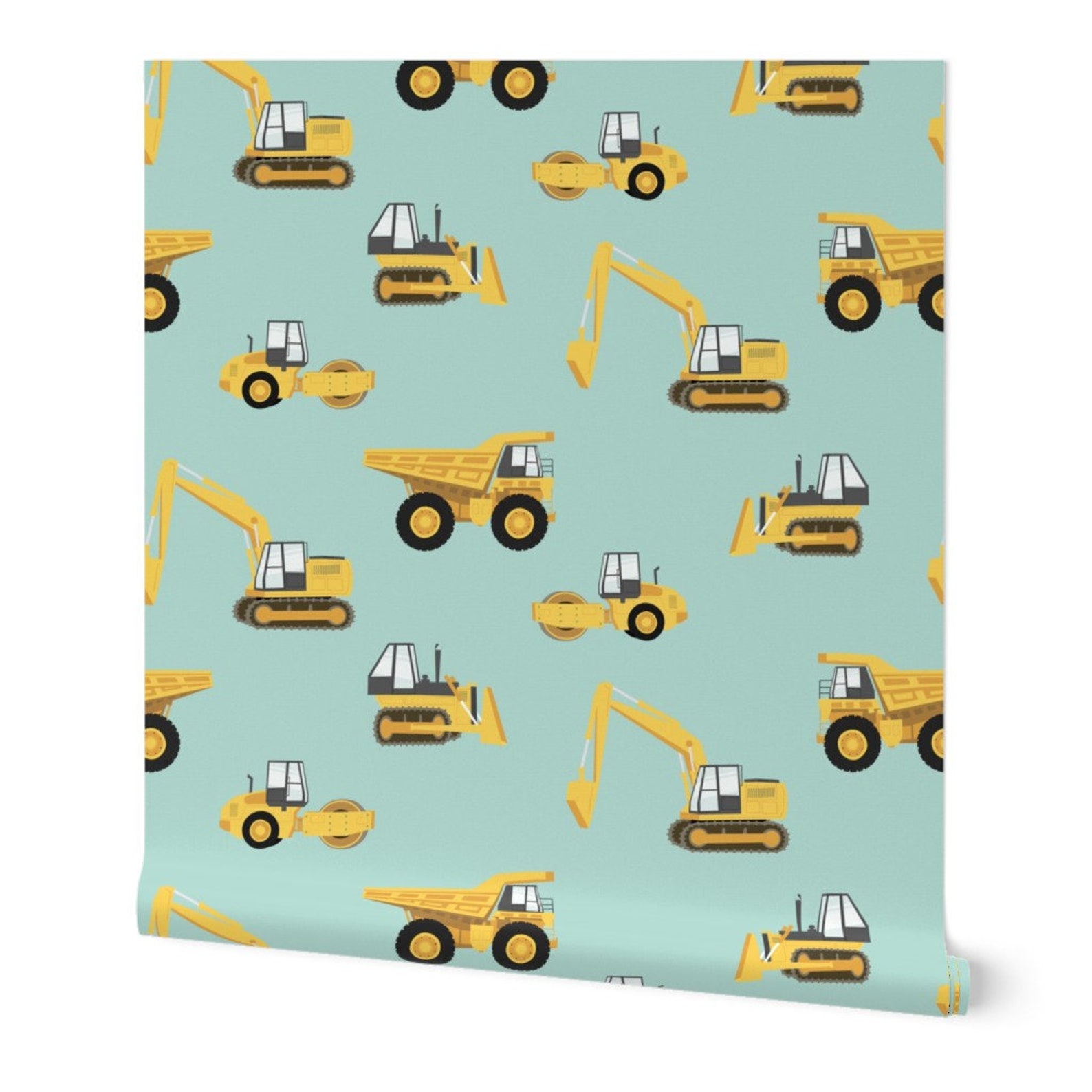 Digger Wallpaper Construction Trucks by Littlearrowdesign - Etsy
