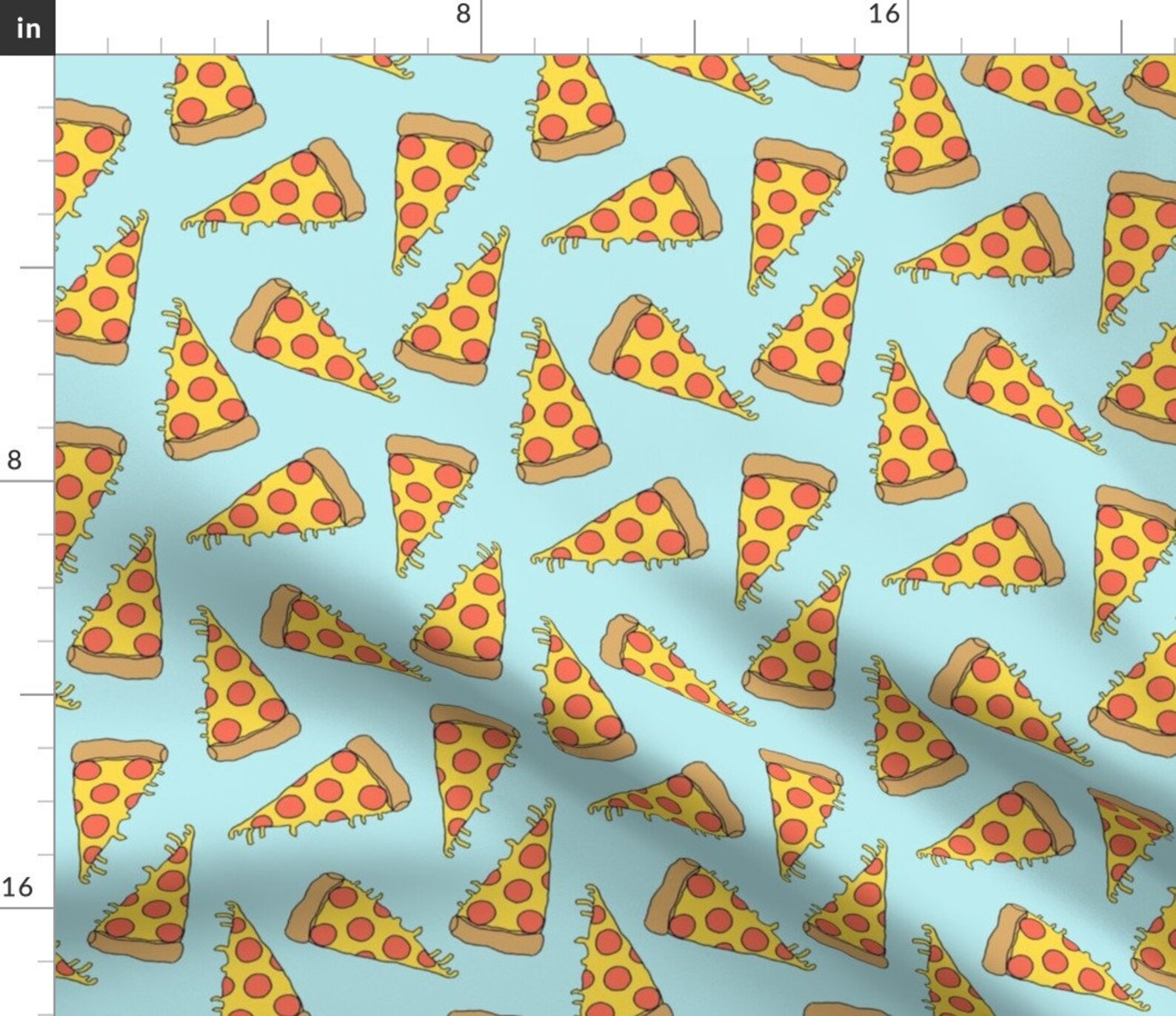 Pizza Fabric Pizza // Light Blue Pastel Pizza Junk Food Kids - Etsy
