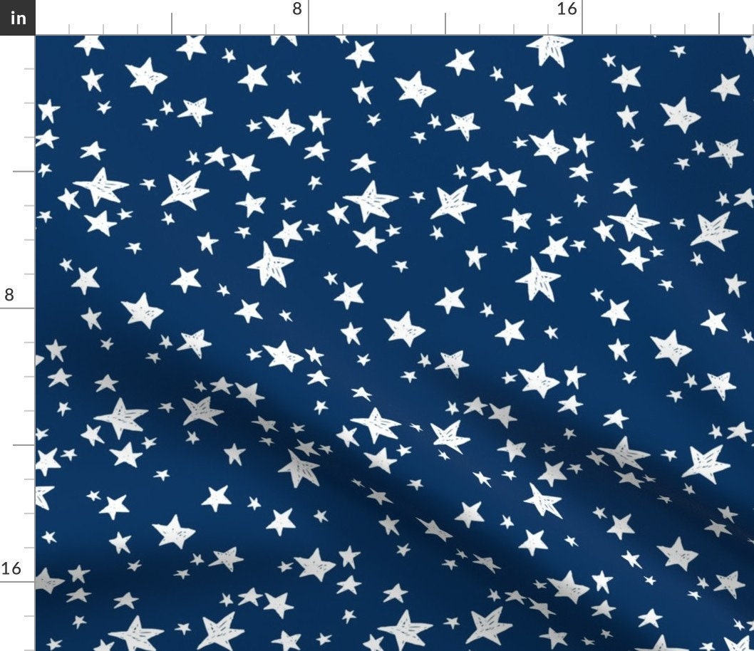 Stars Fabric Stars Navy Blue Stars Kids Nursery Baby By | Etsy