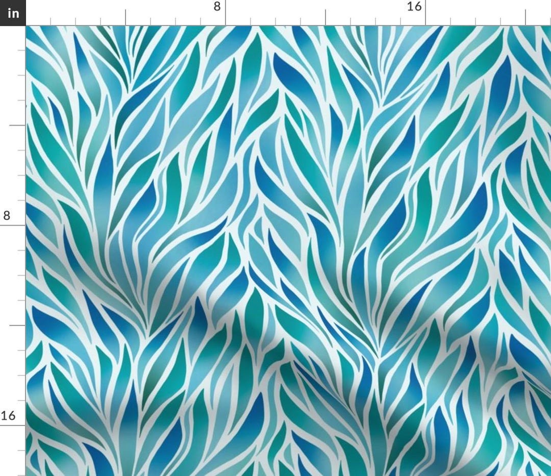 Teal Seaweed Fabric Abstract Seaweed by Illaberek Abstract Coastal Chic ...
