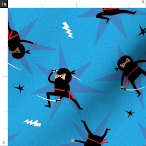 Blue Ninja Fabric Ninja by Edward Elementary Kids Ninja Warrior ...