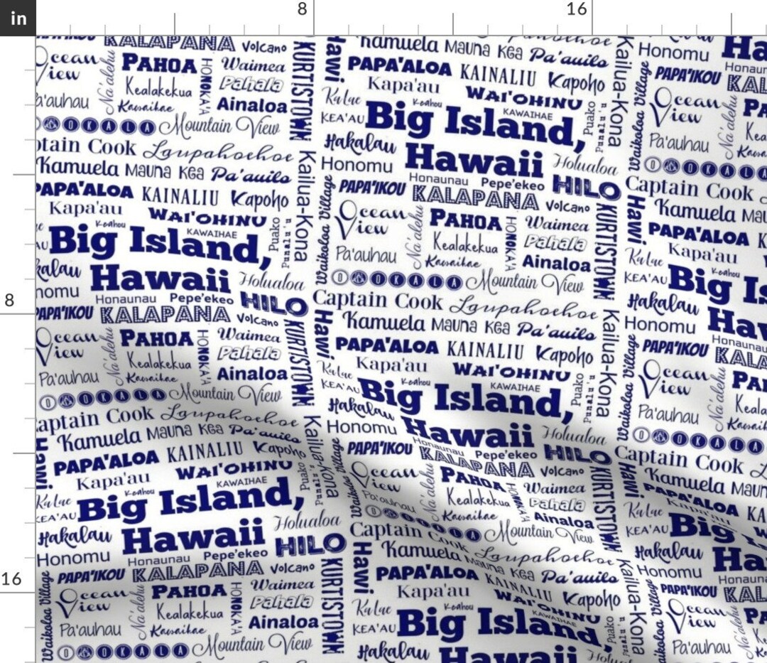 Hawaiian Vacation Fabric Cities of Big Island, Hawaii by Svester Island ...