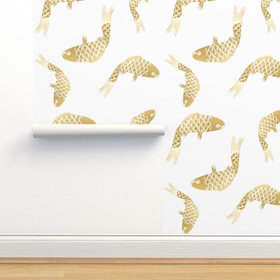 Goldfish Wallpaper Gold Metallic Fish Goldfish by Jenlats - Etsy