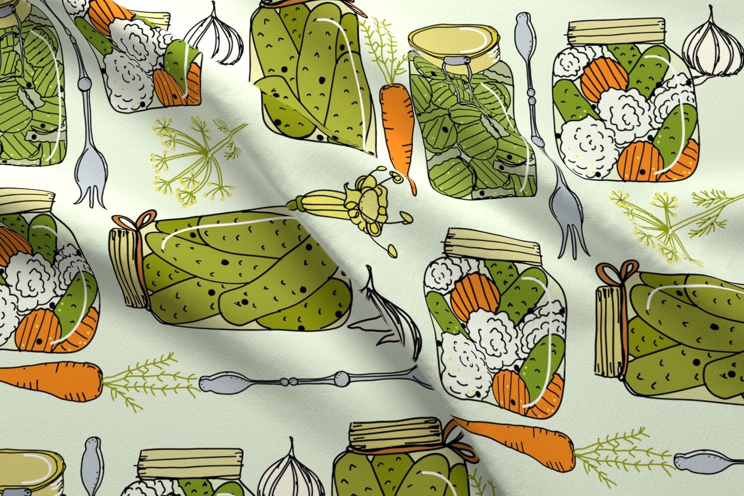 Pickles Fabric Pickle This By Cathleenbronsky Pickle Mason | Etsy