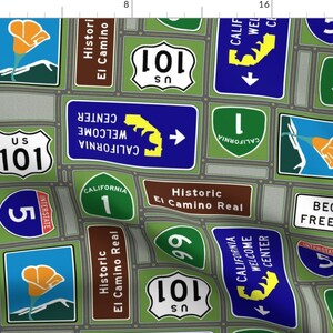 Highways Fabric California Road Signs Patchwork by - Etsy