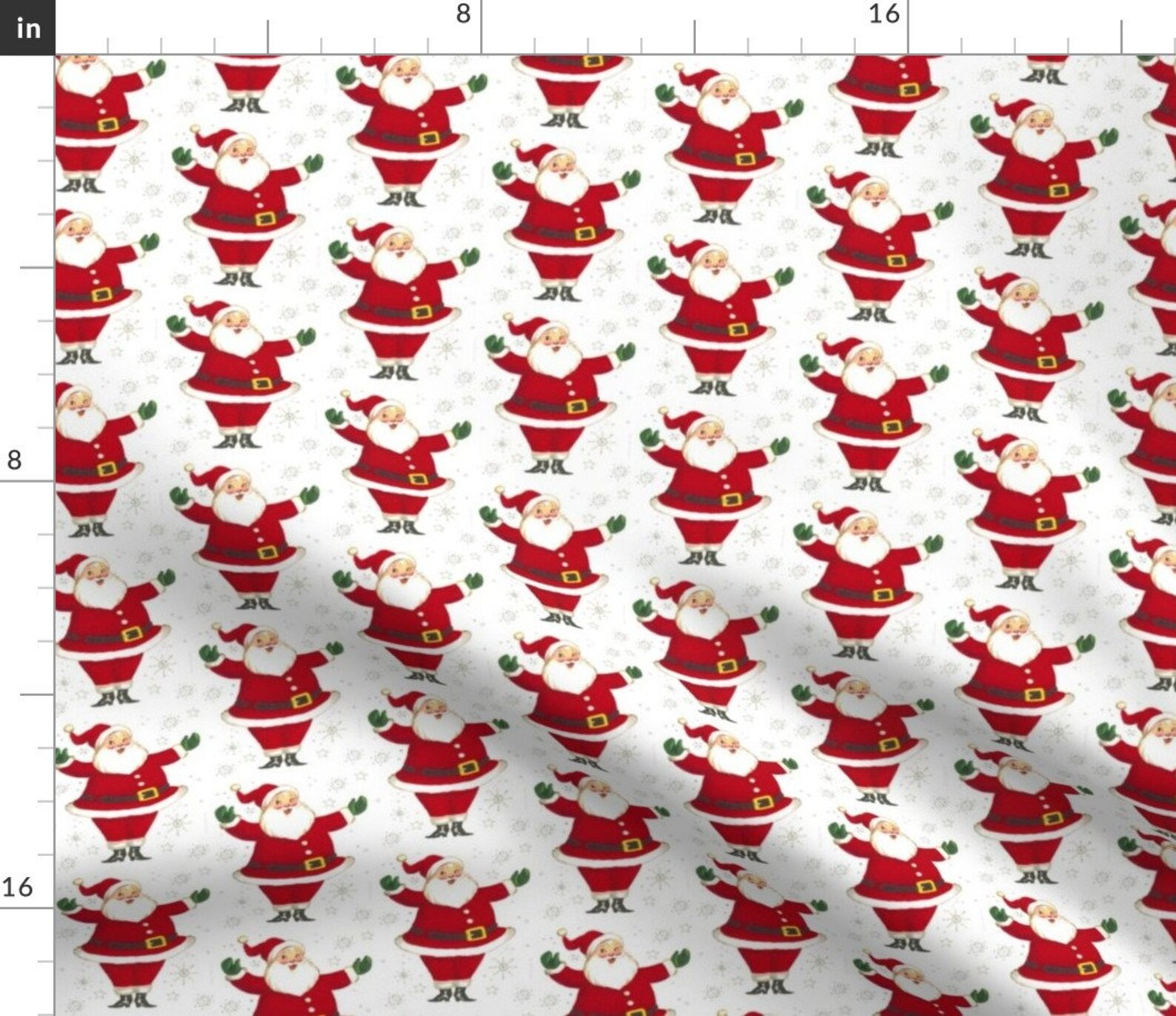 Vintage Santa Fabric Fabric Jolly Santa Christmas Time by - Etsy