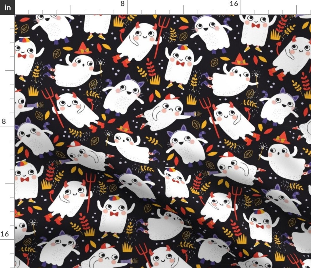 Ghost Fabric Ghostly Friends by Lizmytinger Ghost Kawaii Cute Halloween ...