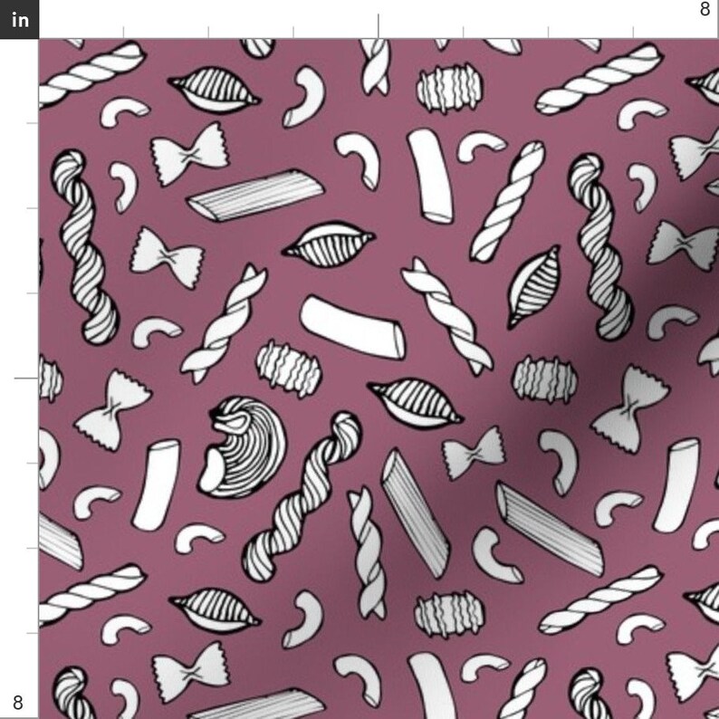 Purple Pasta Fabric Pasta Shapes on Burgundy by Crowlands - Etsy