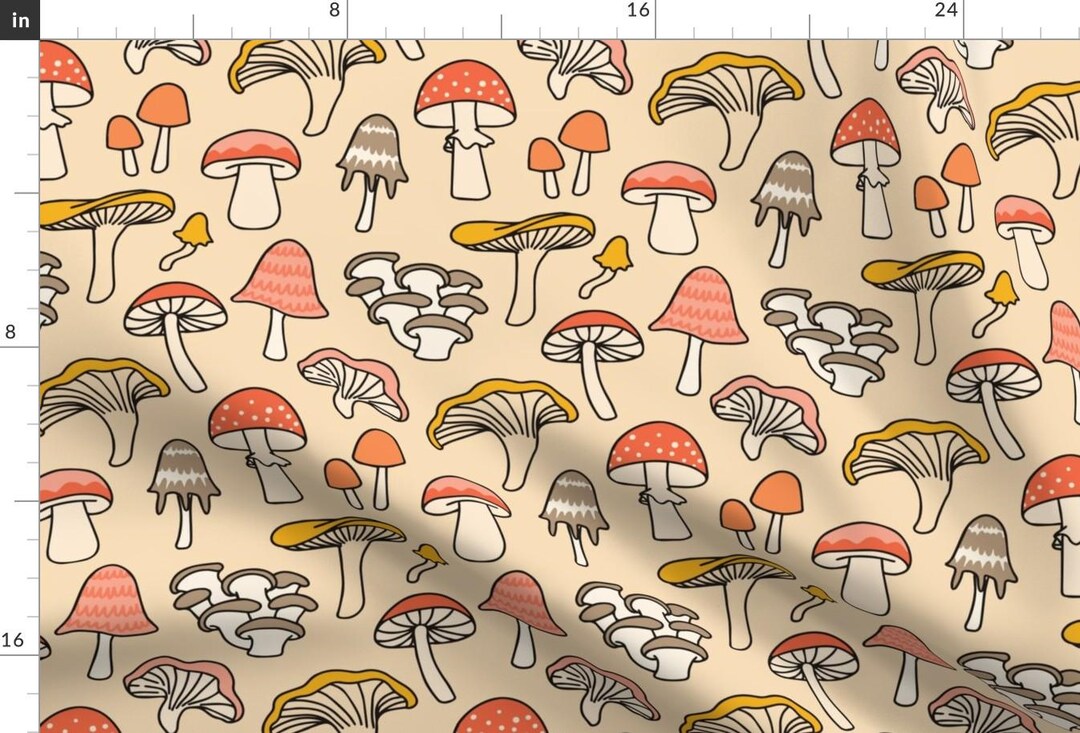 Fungi Doodle Fabric - Illustrated Mushrooms by Ashleighgreen - Autumn ...