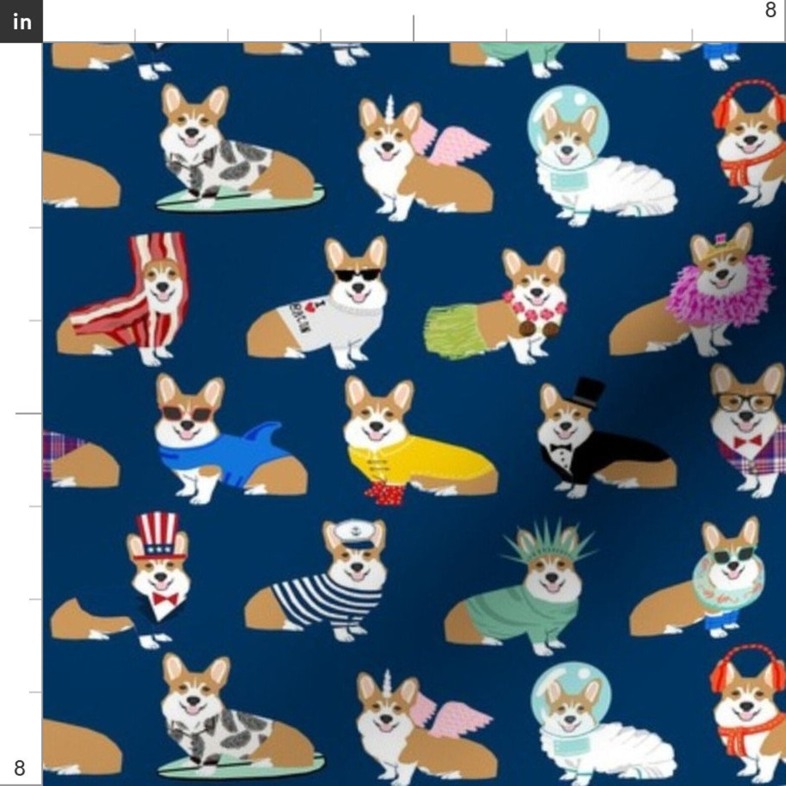 Corgi Fabric Corgi Costume by Petfriendly Navy White Dog - Etsy