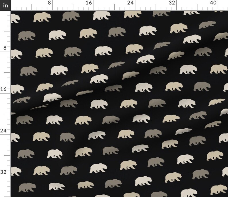 Neutral Bear Fabric Bears Blacktantaupe by Sugarpinedesign - Etsy