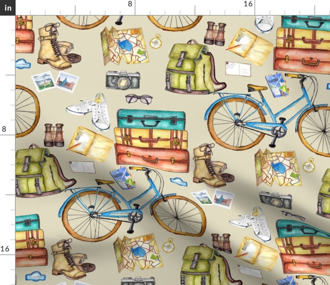 Vintage Adventure Fabric Let's Go Exploring by Kelleymareedesign ...