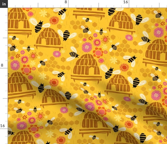 Bee Hive Fabric Beehive Happy by Robinpickens Bees | Etsy
