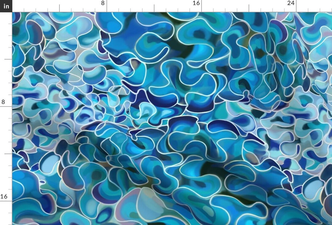 Sea Fabric - Blue Sea Slug by Nina Leth - Blue Ocean Psychedelic Retro ...