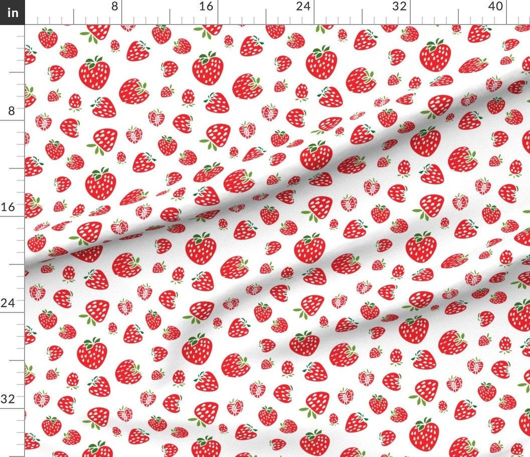 Strawberries Fabric Strawberry Pattern by Benjiloudesigns - Etsy
