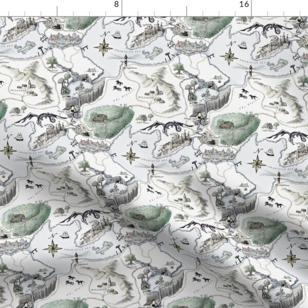 Ocean Map Fabric - Etsy
