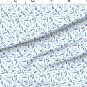 Blue Feathers Fabric Blue Feathers by Innamoreva Blue and White Modern ...