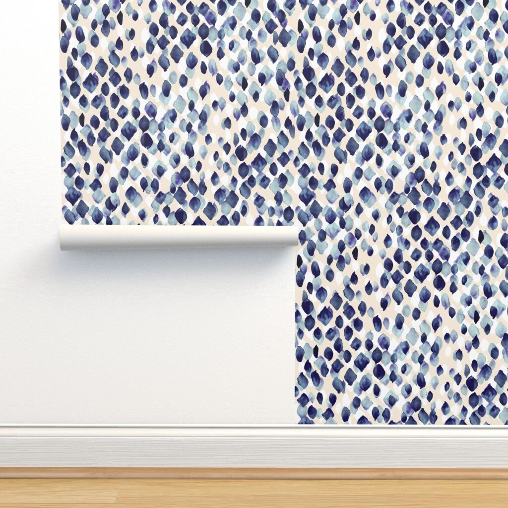 Indigo Blue Wallpaper Indigo Rain by Crystal Walen Indigo - Etsy