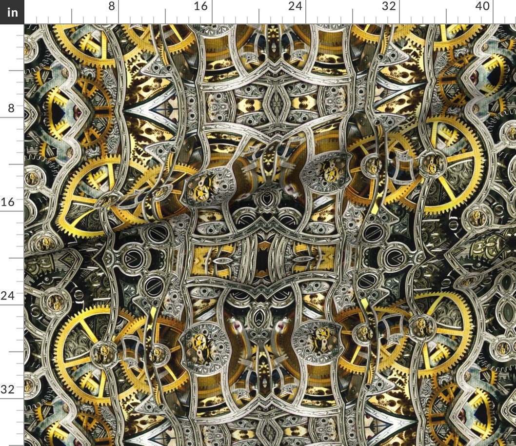 Clock Gear Fabric Clockworks by Whimzwhirled Industrial - Etsy UK