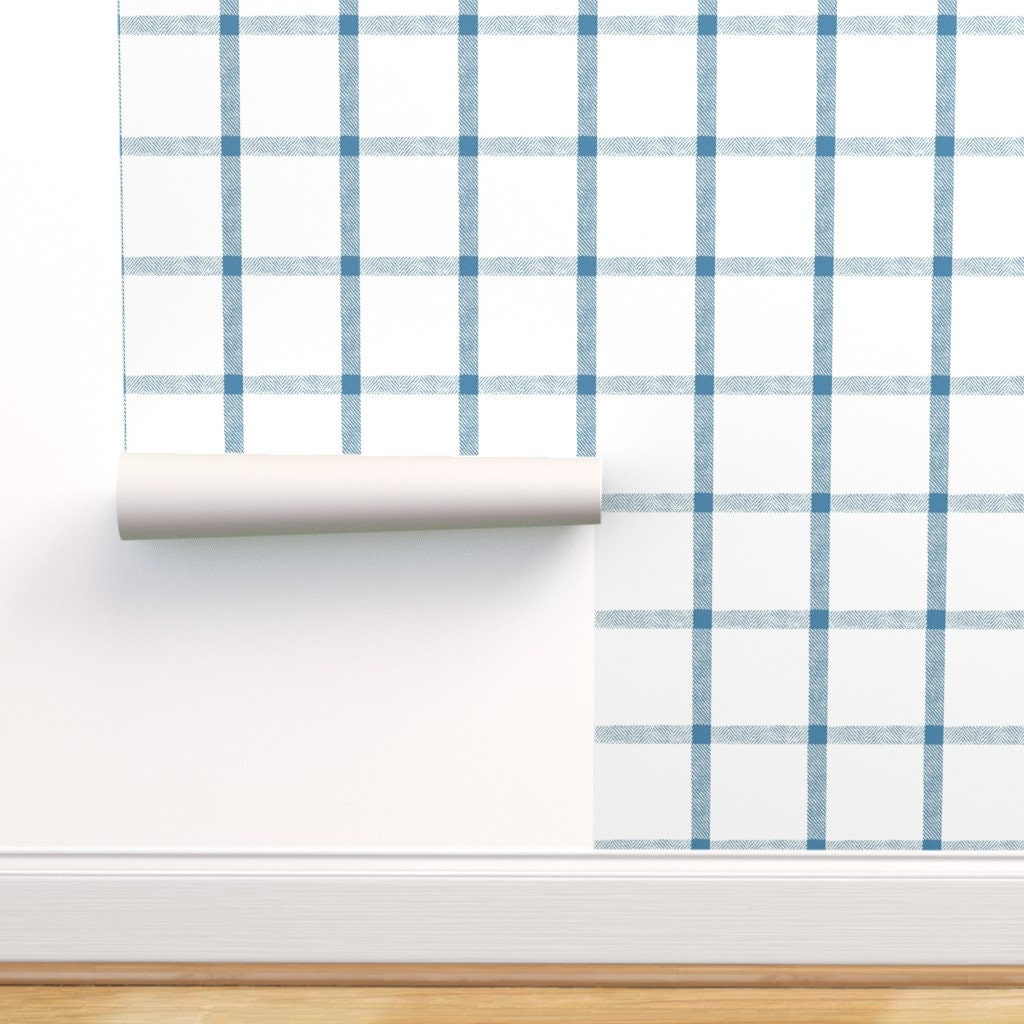 Plaid Wallpaper Blue Tartan Plaid Blue Check by Mlags Blue | Etsy