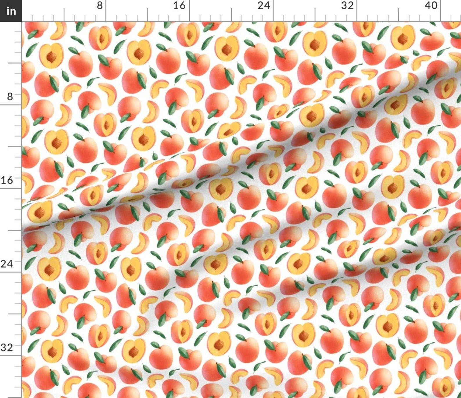 Food Orange Peaches Fabric Peaches Seamless Pattern by | Etsy
