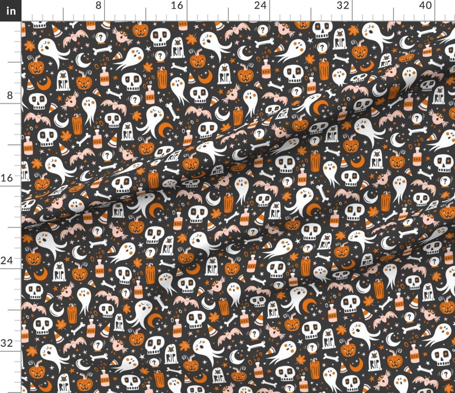 Black Halloween Spooky Ghost Fabric Halloween Haunting | Etsy