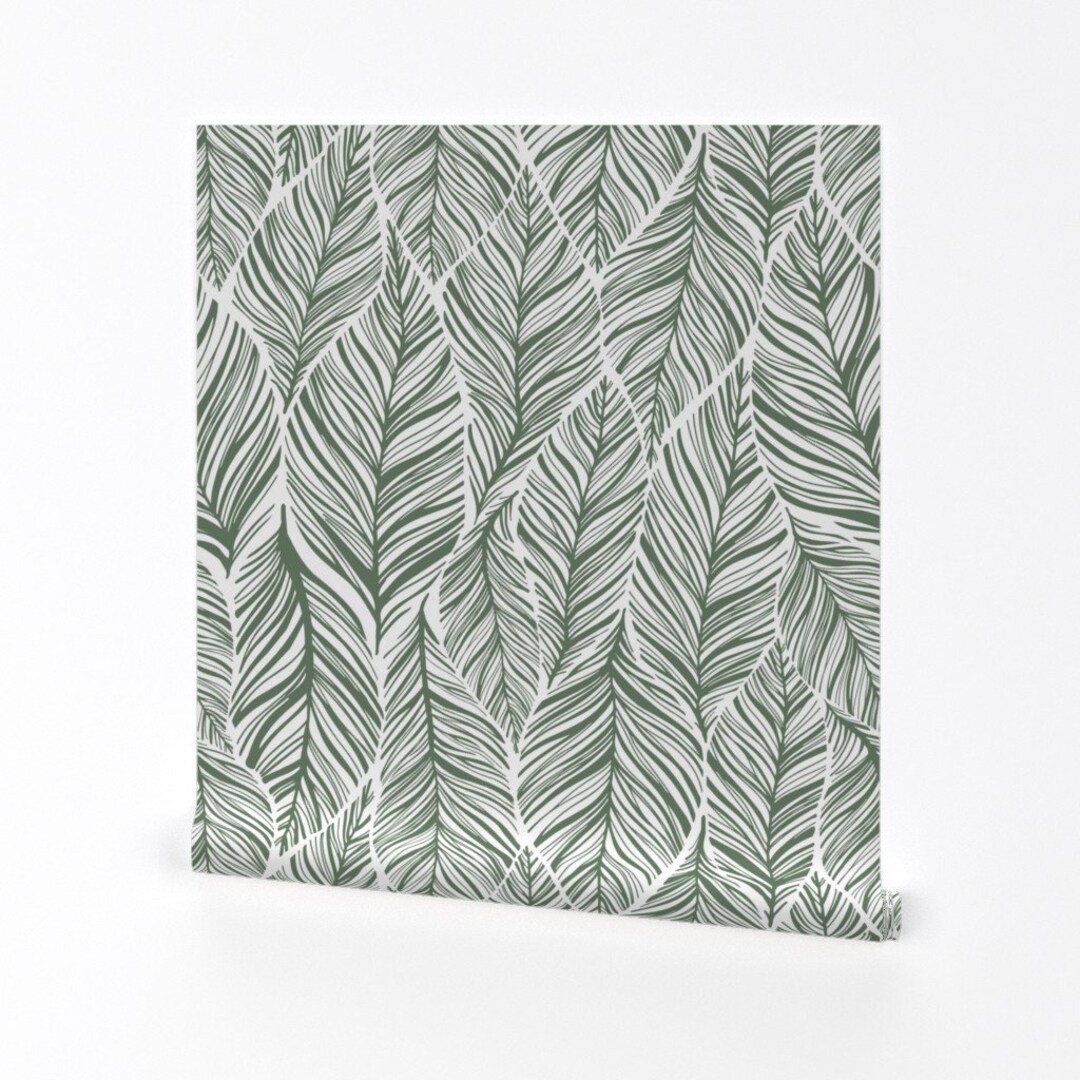 Green Leaves Wallpaper Large Interlocking Leaves Green by Taylor Bates ...